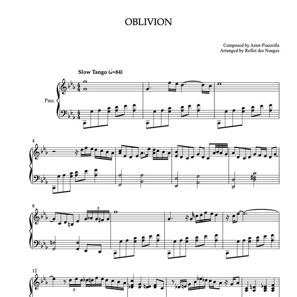 [TRIO SHEET MUSIC] Oblivion - Violin, Cello and Piano Chamber Ensemble : Musicalibra