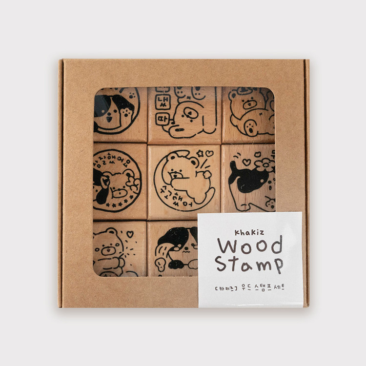 Khakiz_ | Positive wood stamp set (9EA) : Lovticker