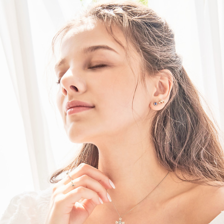 14k 블러썸 사파이어 이어링 : 릴리케이 : lilyk