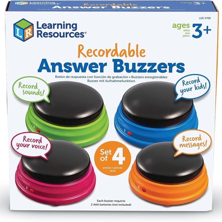 러닝리소스, 녹음 정답 퀴즈 부저 4개 세트 / Learning Resources Recordable Answer Buzzers ...