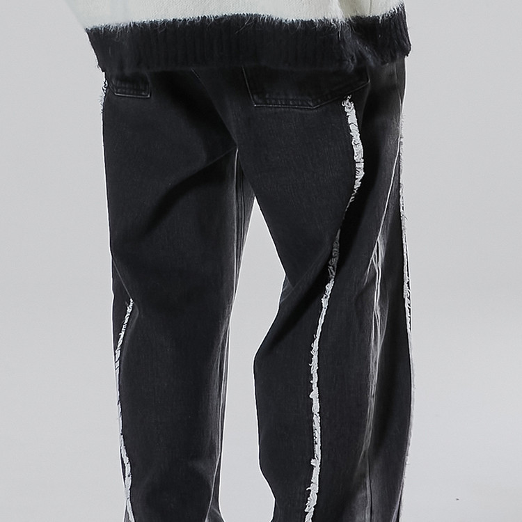 CUT-OFF BLEACH WASHED DENIM PANTS (BLACK) : 쎈느 Scène