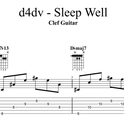 d4dv - Sleep Well [TAB + Chord] : clefguitarC