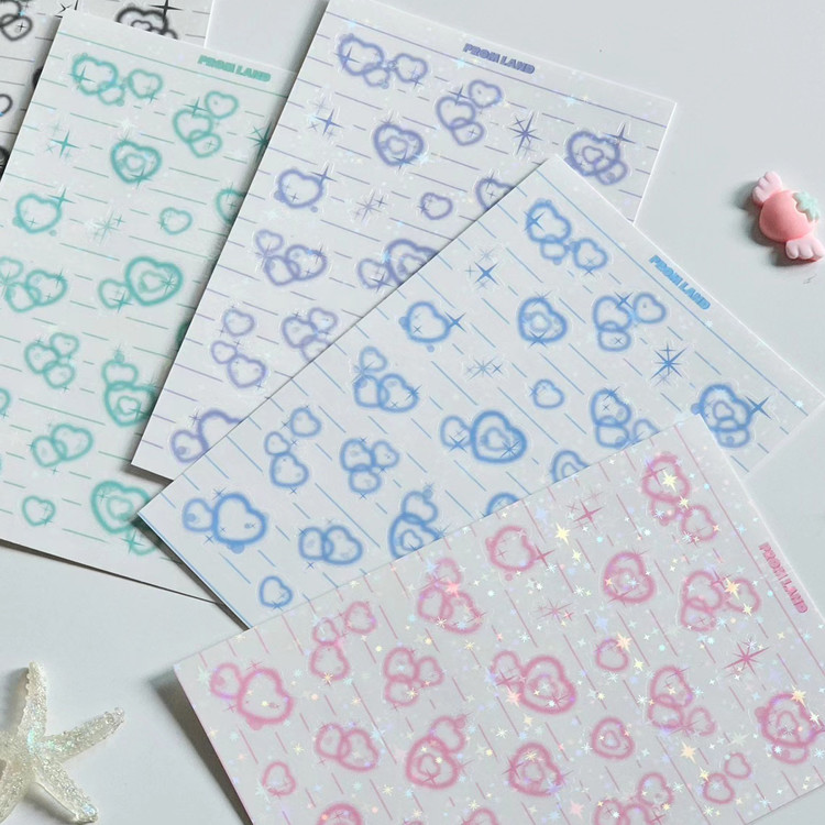 Hiproland | twinkle heart sticker 5 types (individual/set) : Lovticker