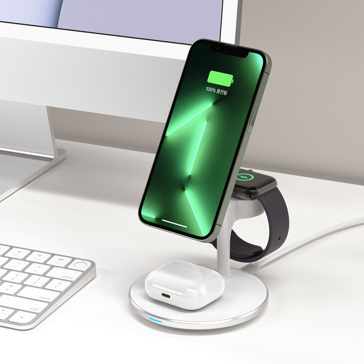 초텍 MFM 인증 3in1 맥세이프 고속 무선 충전기 애플워치 T589-F : CHOETECH 초텍