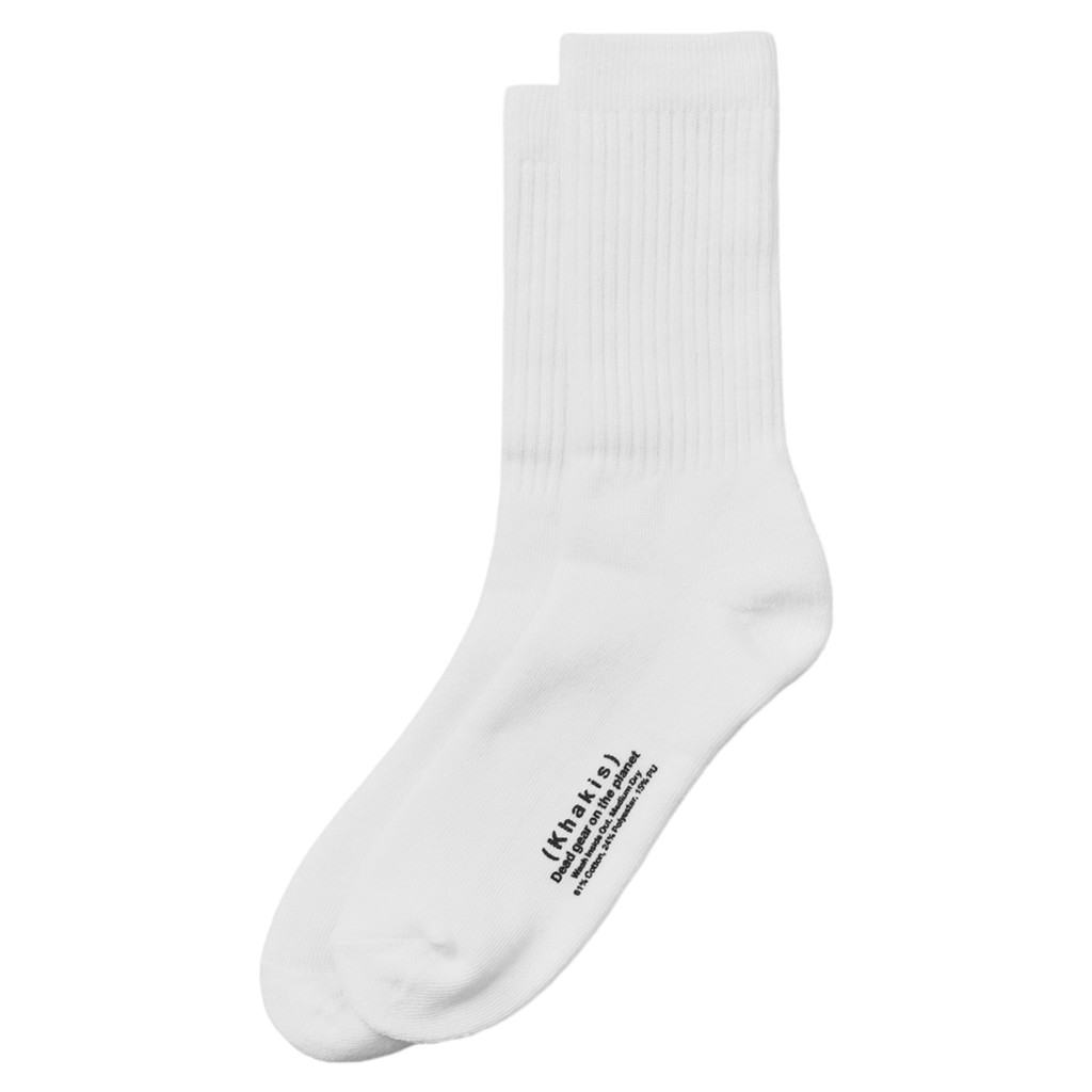 KHAKIS 23FW 3P STOCK CREW SOCKS WHITE 