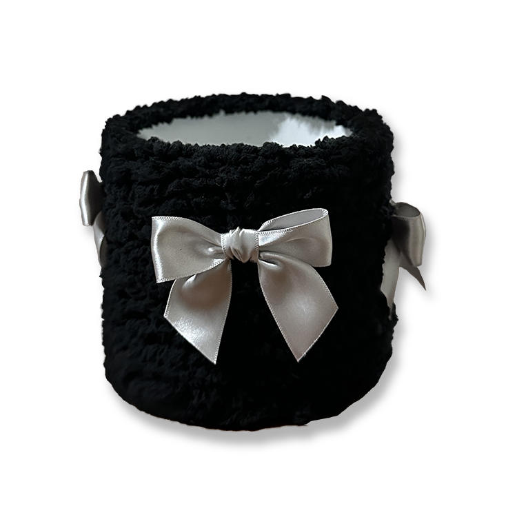 Fuzzy pot_Ribbon_Black (Silver) : 퍼지룸 fuzzyroom