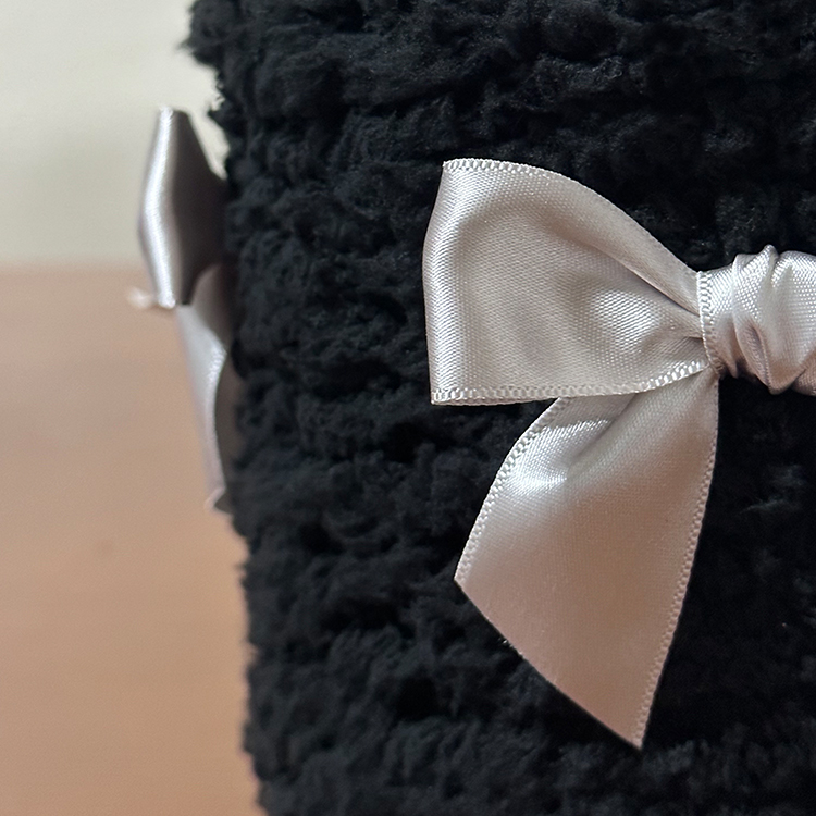 Fuzzy pot_Ribbon_Black (Silver) : 퍼지룸 fuzzyroom