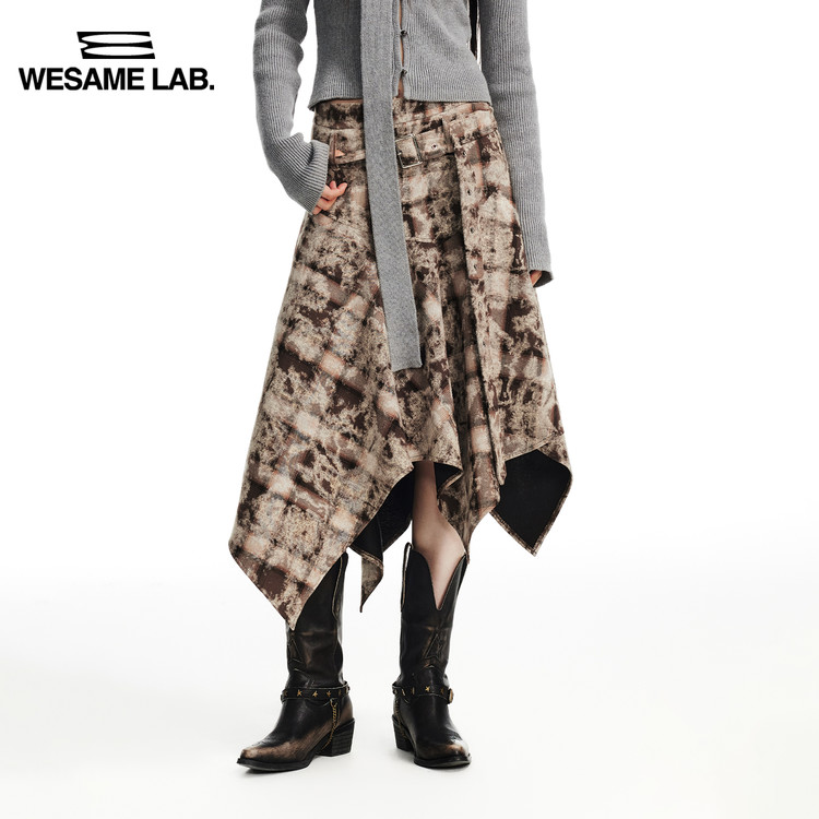 WESAME LAB vintage gradation check irregular skirt : 유스키트 YOUTHKIT