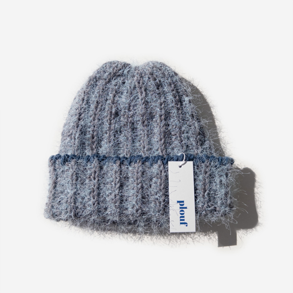 Furry wool beanie (blue grey) : PLOUF