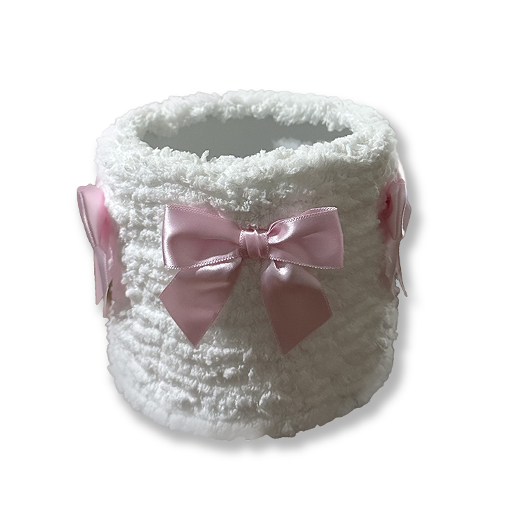 Fuzzy pot_Ribbon_White (Pink) : 퍼지룸 fuzzyroom