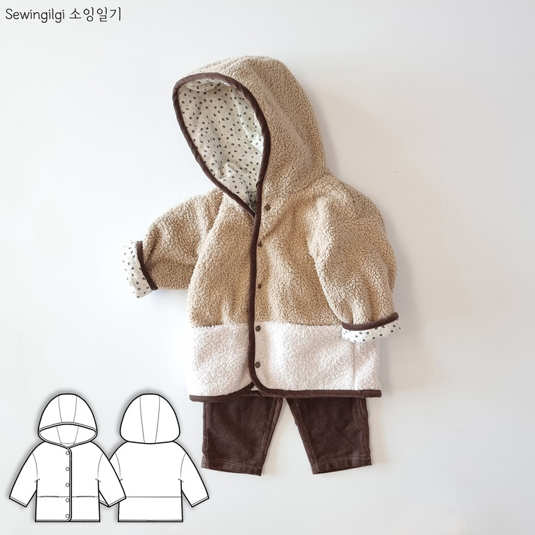 Hidden pocket hood jacket for kids Pattern : SEWINGILGI PATTERNS