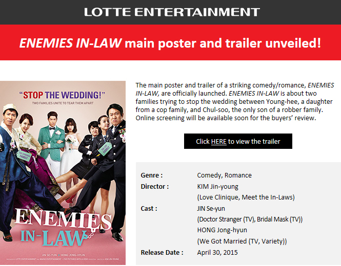 Lotte Entertainment -ENEMIES IN-LAW - Main poster and trailer unveiled ...