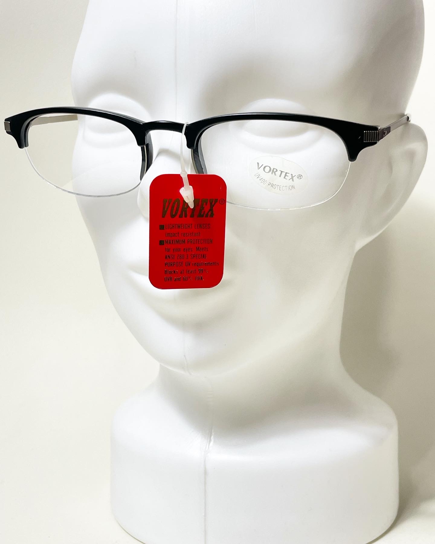 90s Vortex Black Half-Rimmed Glasses : Share the vibe