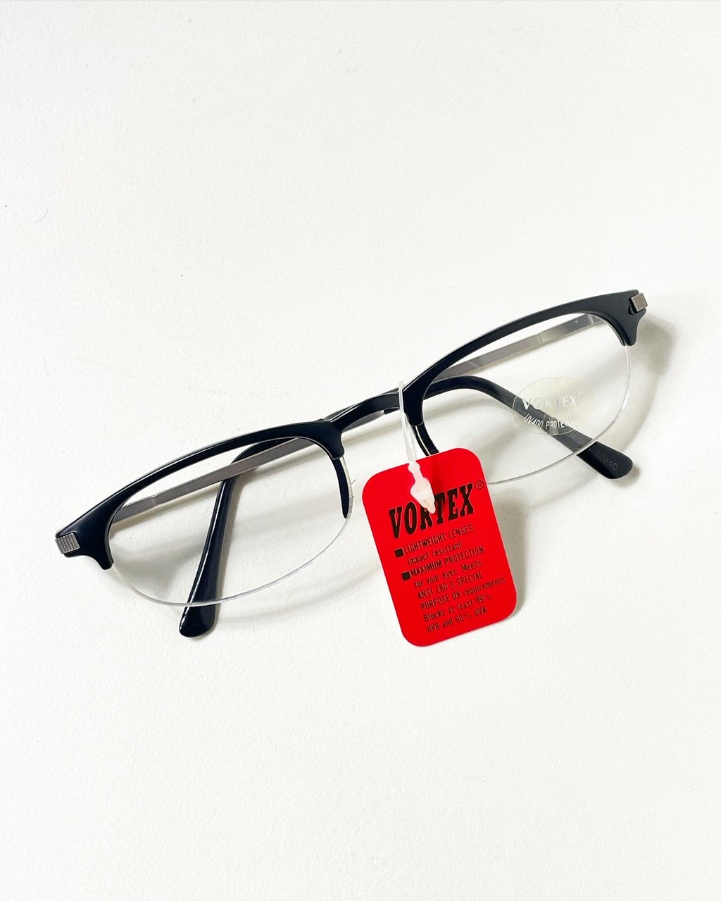 90s Vortex Black Half-Rimmed Glasses : Share the vibe