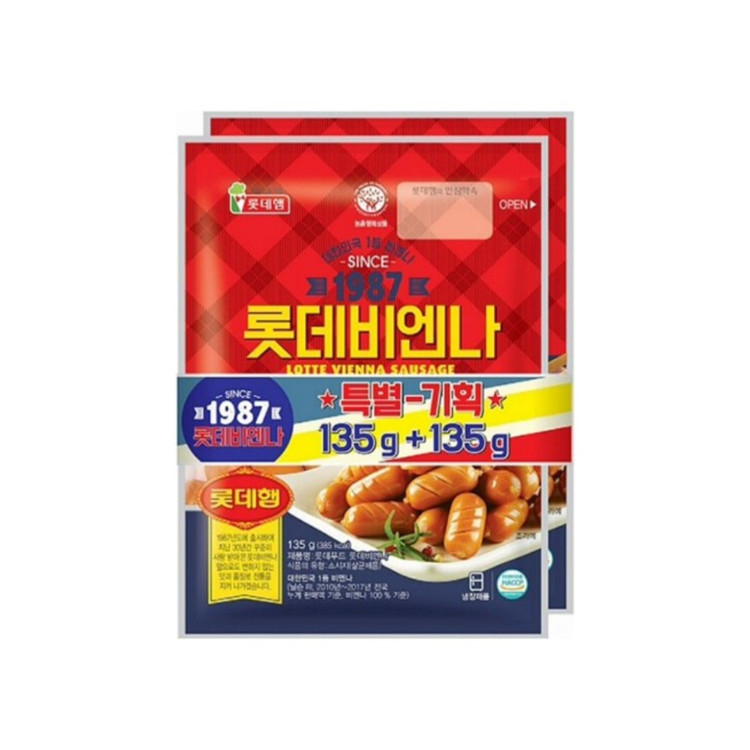 롯데햄) 1987롯데비엔나 135g × 2 : 에프원마켓-한우,소고기는 역시 F1 Market