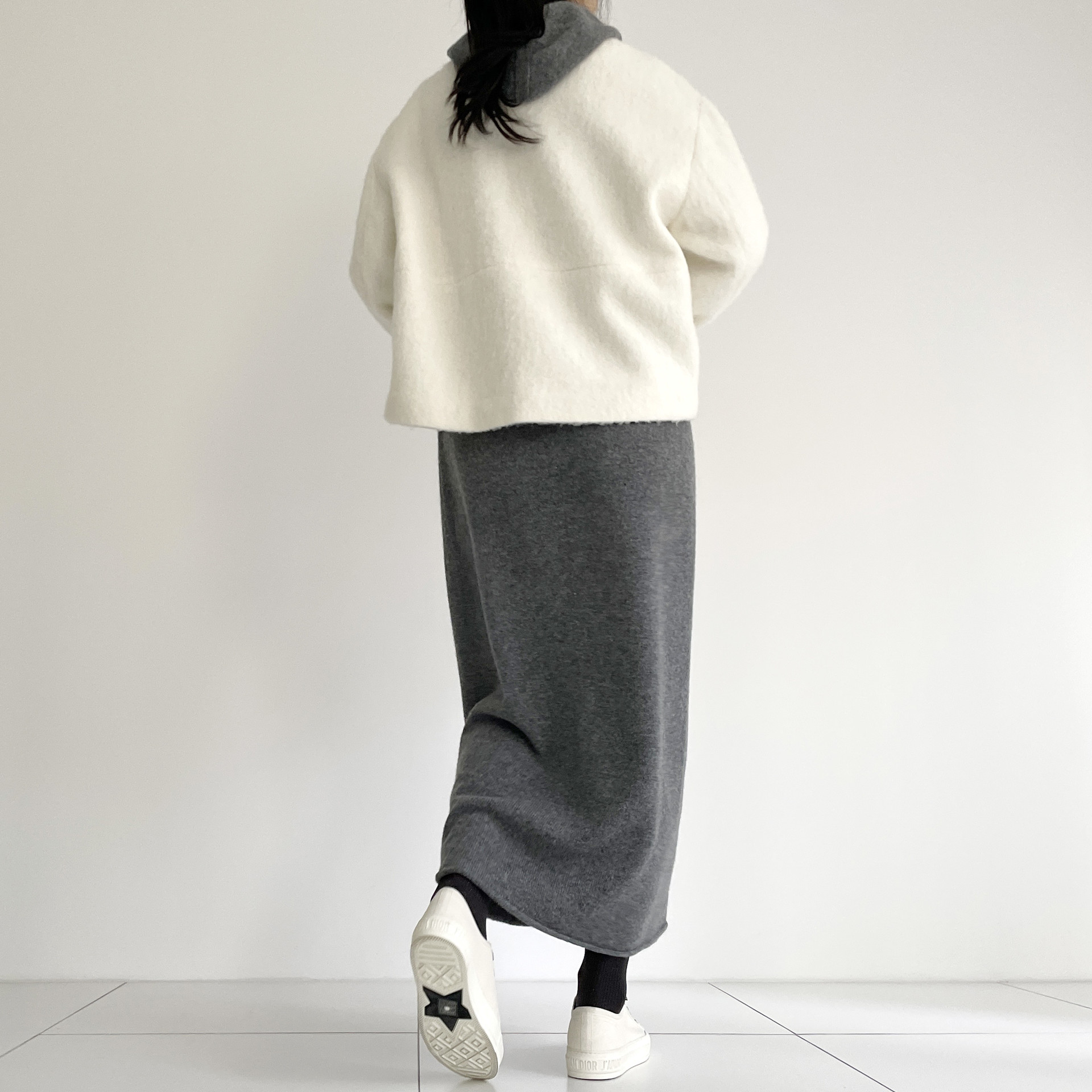 로로 후드 니트 원피스