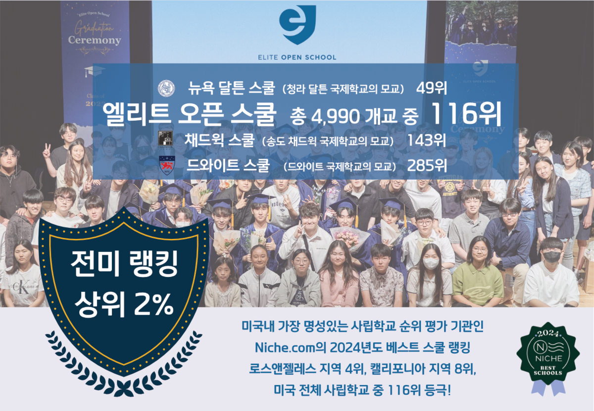 [EOS] Niche 베스트 스쿨 2년 연속 / 상위 2% 선정! : 엘리트오픈스쿨 - 알림