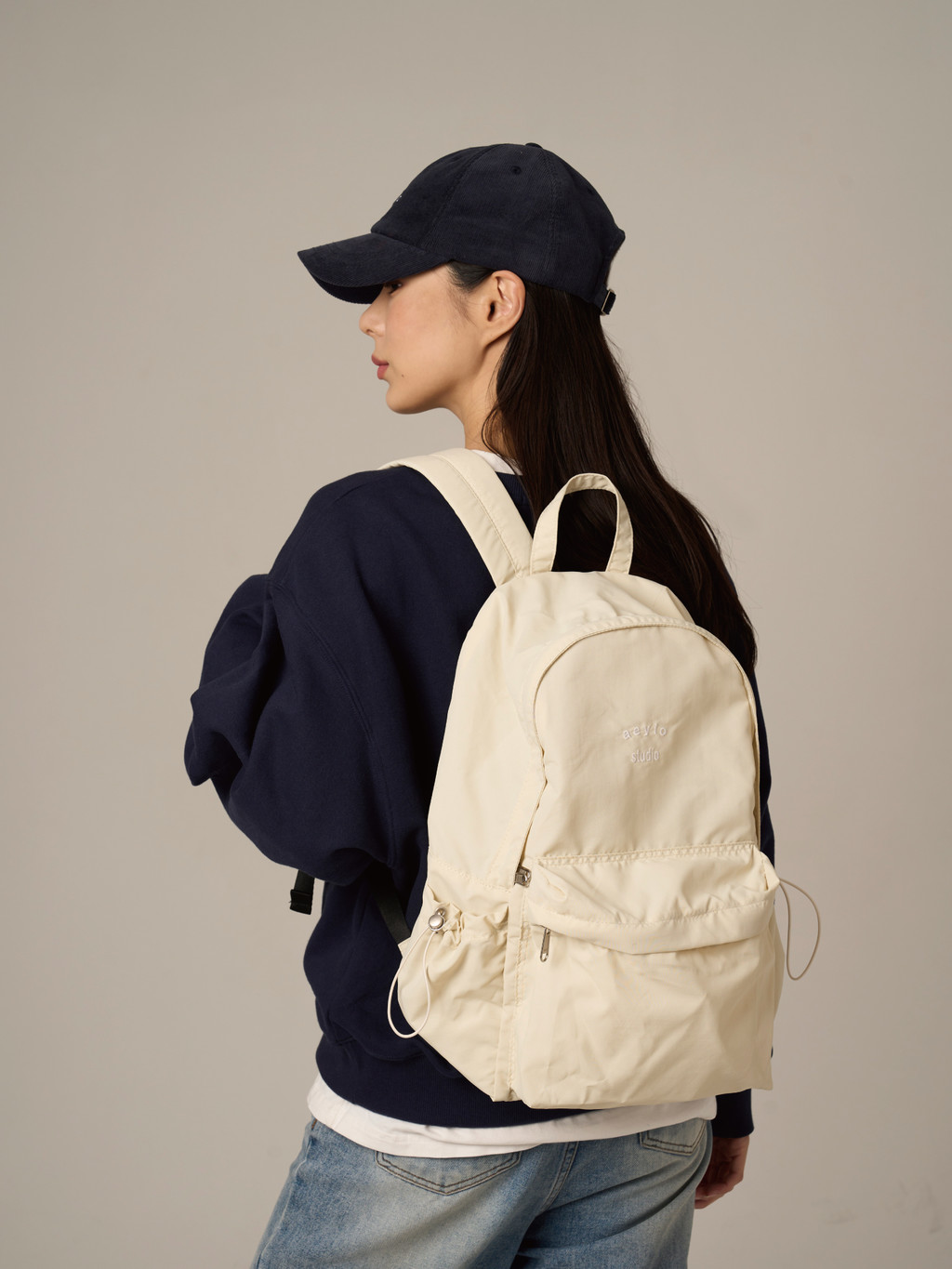 LOGO BACKPACK_CREAM BEIGE (BA10) : 에이와이오스튜디오 aeyiostudio