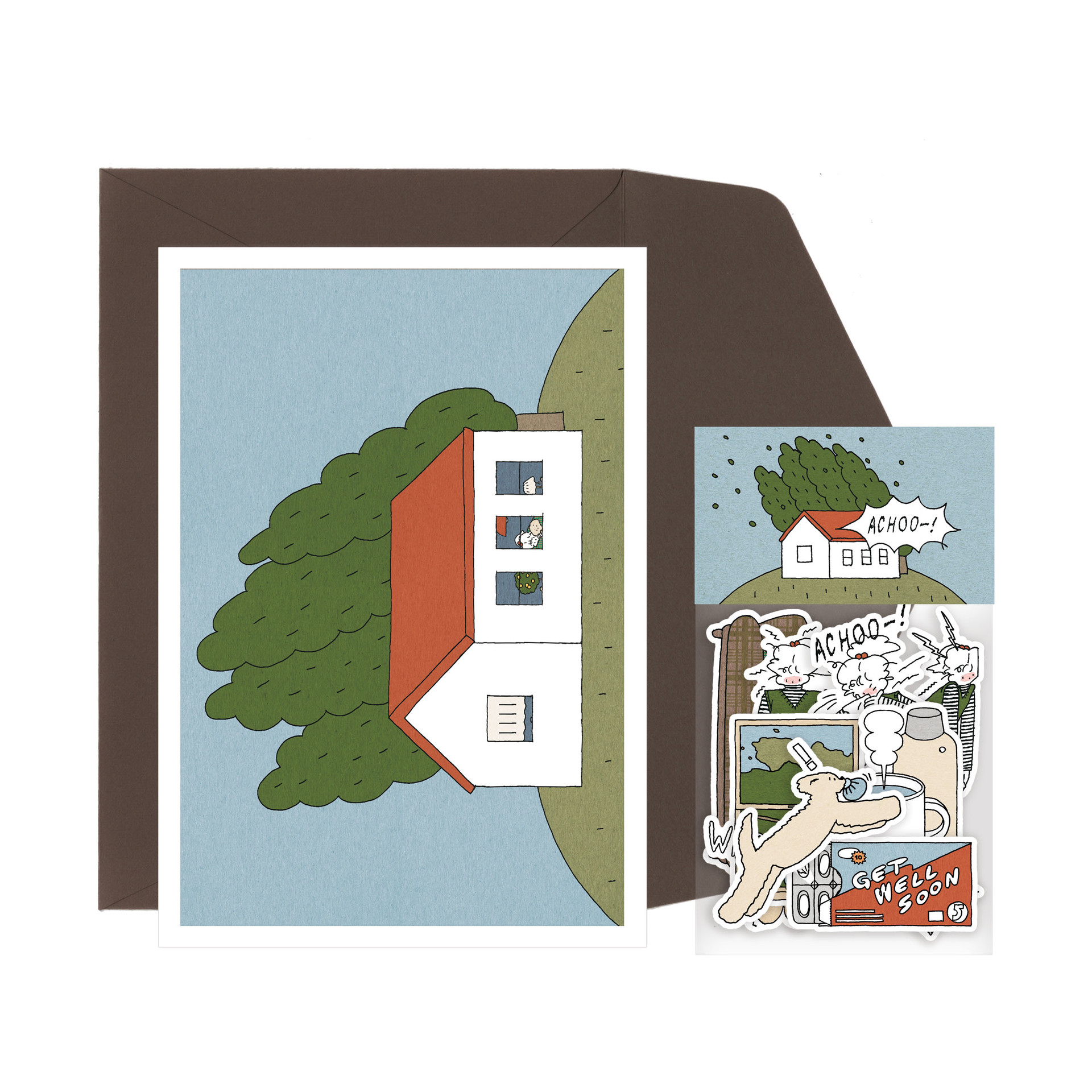 [5dock] ACHOO 엽서 & 조각 스티커 세트 : paperuler