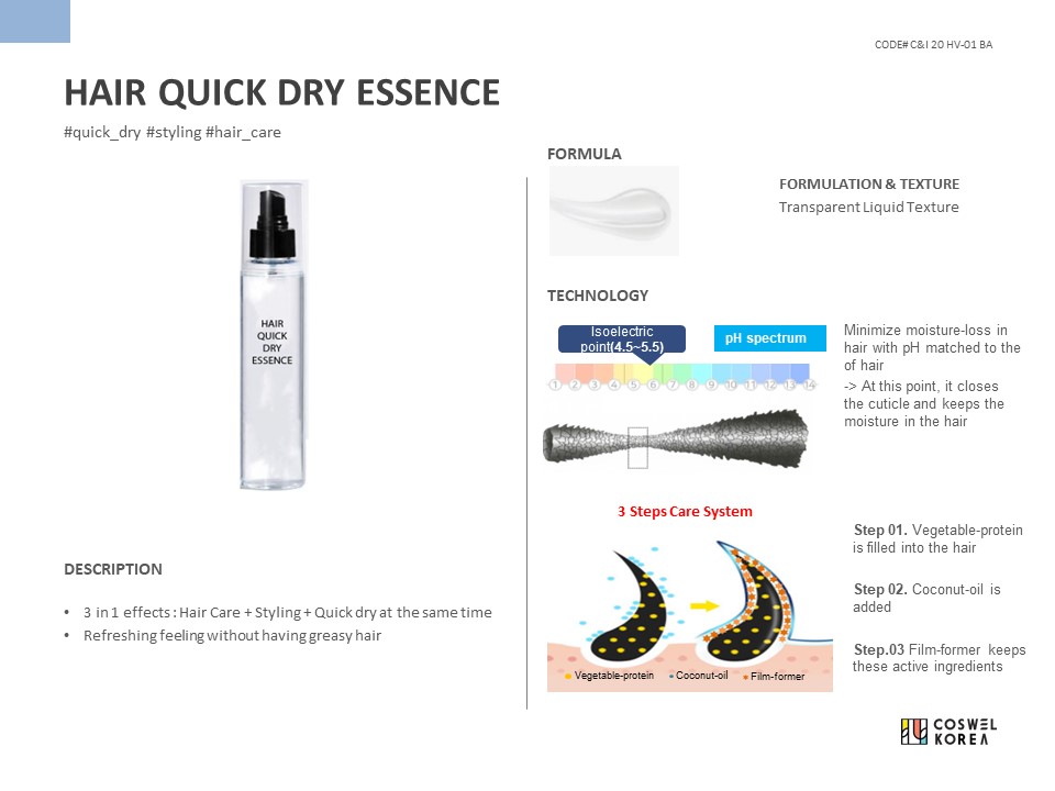 Hair Quick Dry Essence : Coswel Korea - Notice