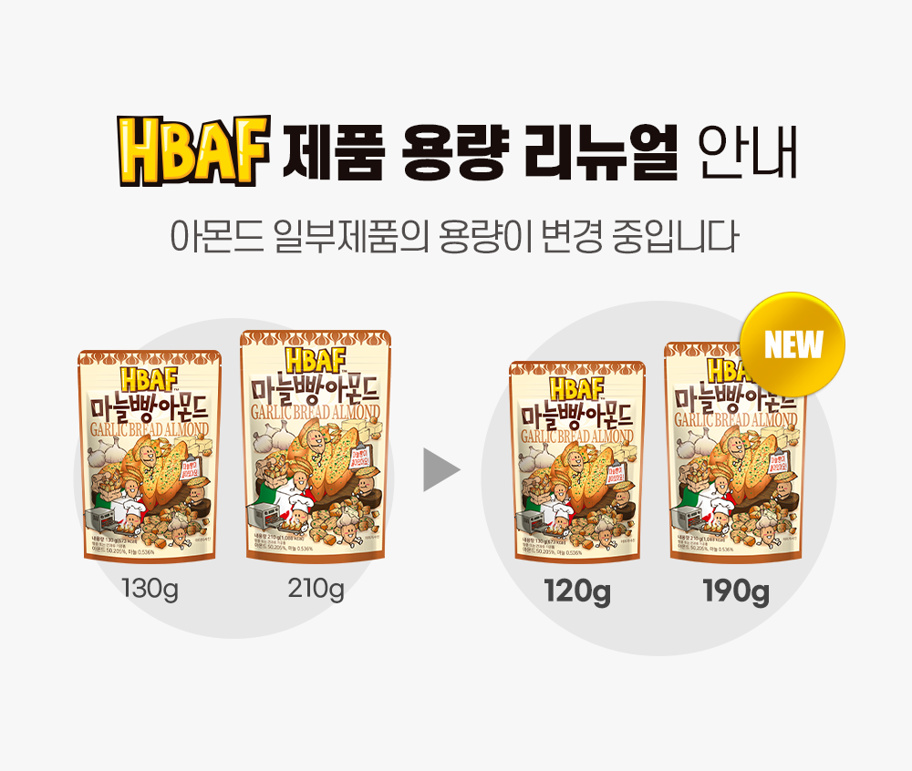 제품 용량 리뉴얼 안내 : HBAF - STORY