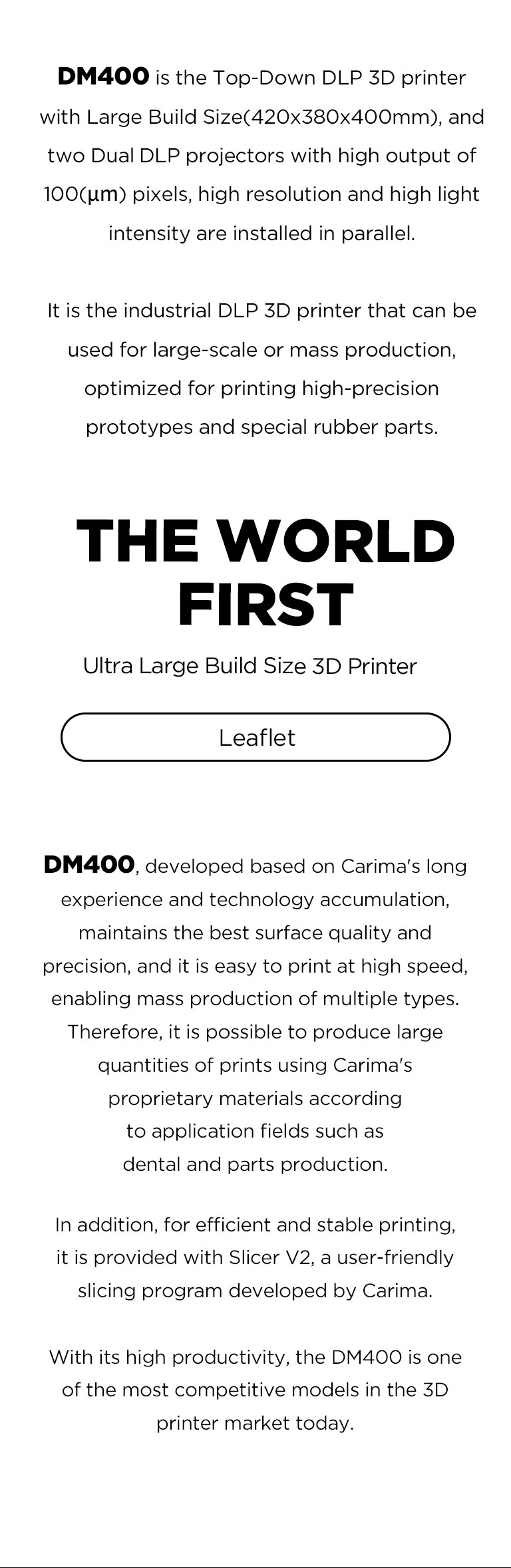 Carima Co.,Ltd.ㅣDLP 3D PrinterㅣDM400A