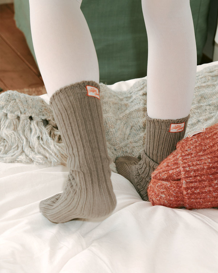 Chunky Cotton Knit Socks - Misty Brown : SNUGGIEST 스너기스트