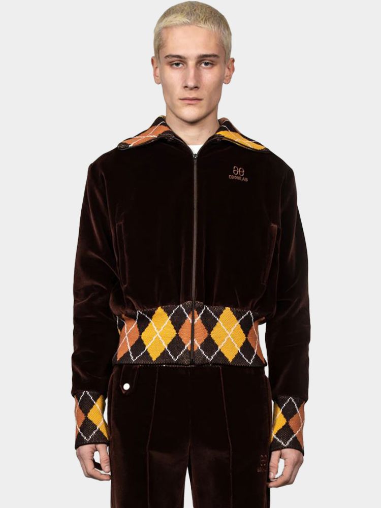 EGON LAB BROWN VELVET TRACKSUIT AW23 OU 001 A : Johari store EGON LAB BROWN VELVET TRACKSUIT AW23 OU 001 A : Johari store