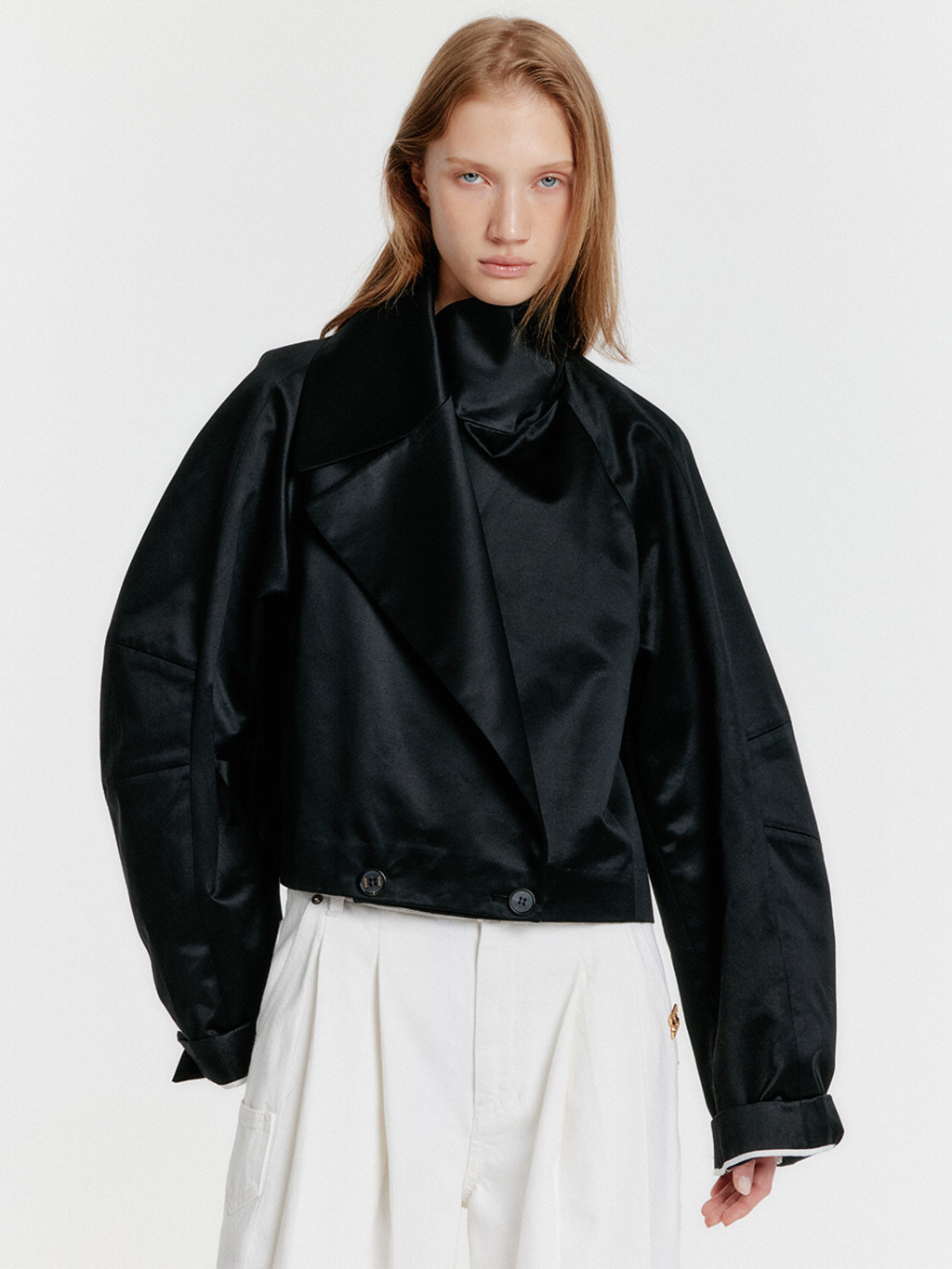 Oversized Pea Coat Women's Cropped Wool Coat - Oversized Button Pea ...