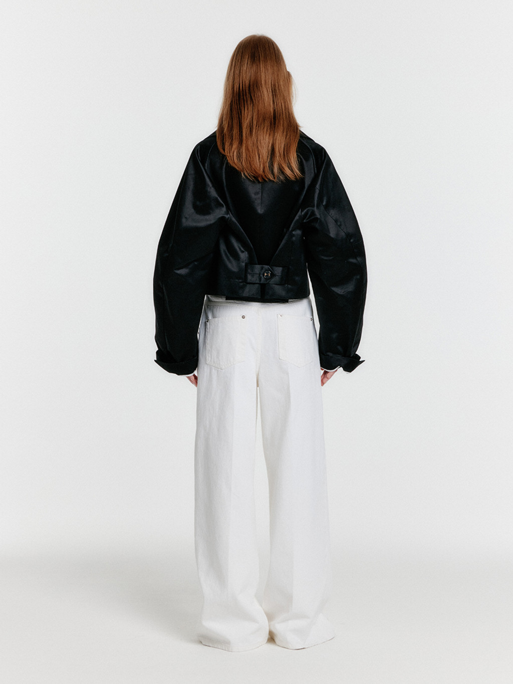 YUN Oversized One-Button Short Jacket - Black : EENK