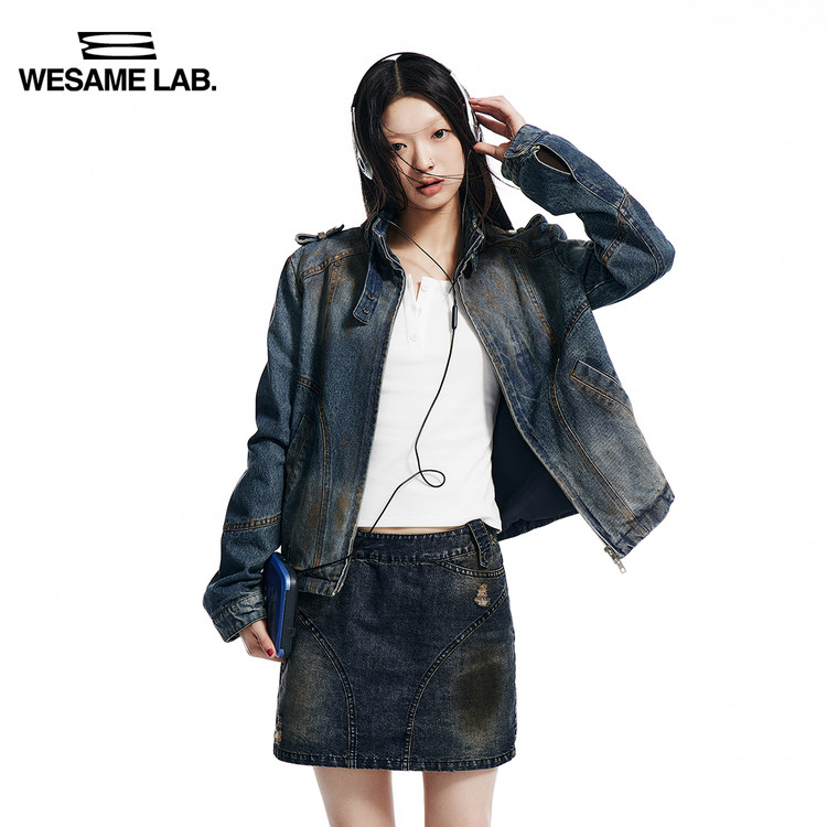 WESAME LAB vintage washing high neck denim jacket : 유스키트 YOUTHKIT