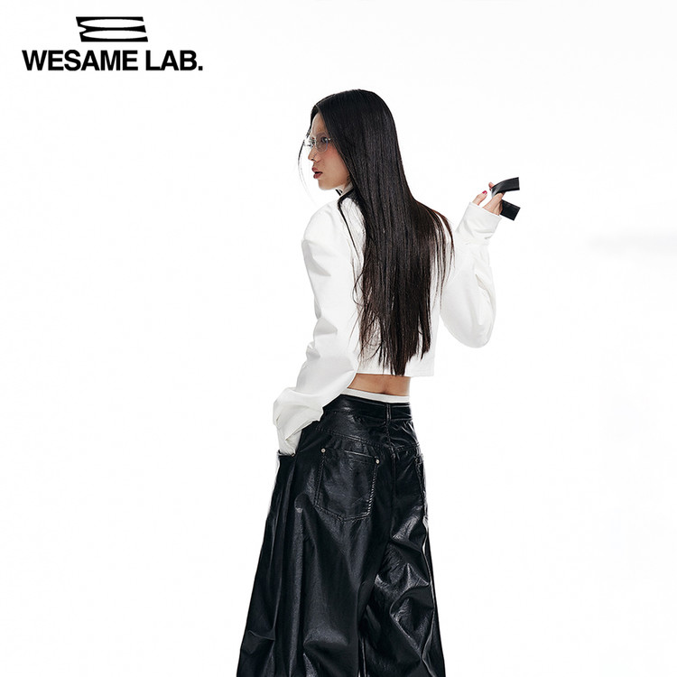 WESAME LAB loose fit black leather pants : 유스키트 YOUTHKIT