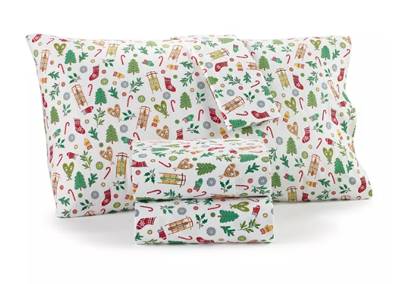 CHARTER CLUB Printed Flannel Cotton Sheet 4피스 세트 $100 -> $29.93등 ...