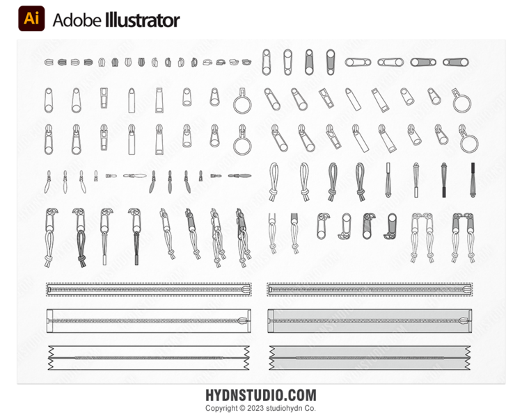 Vecter Zipper Slider Design Set (98 Designs) : HYDNSTUDIO