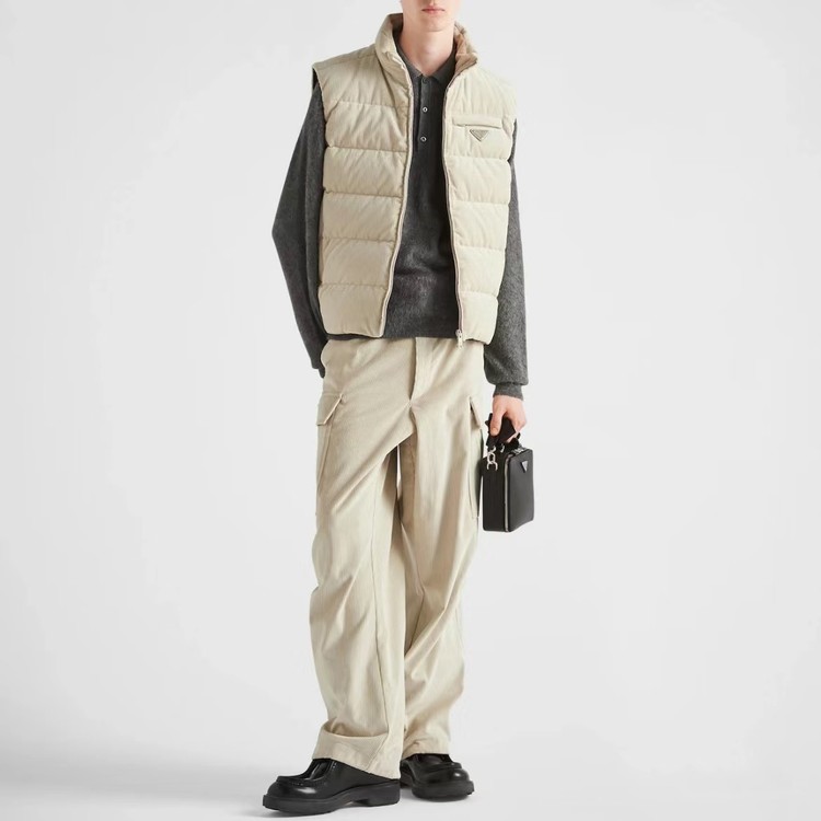 프라다 크롭 코듀로이 다운 패딩 조끼 베스트 SGB033_1RL7_F0SVF_S_191 / SGB033_1RL7_F0K74_S ...