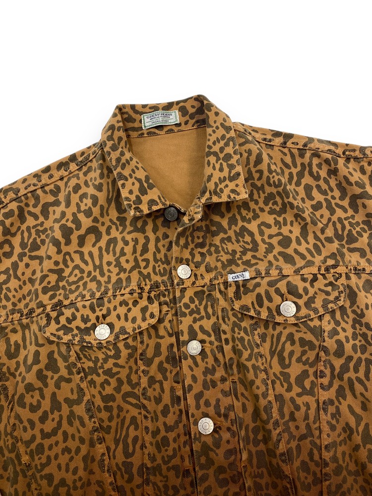 90's Guess Leopard Denim Trucker Jacket (M,105-107) : 라이트하우스 스토어