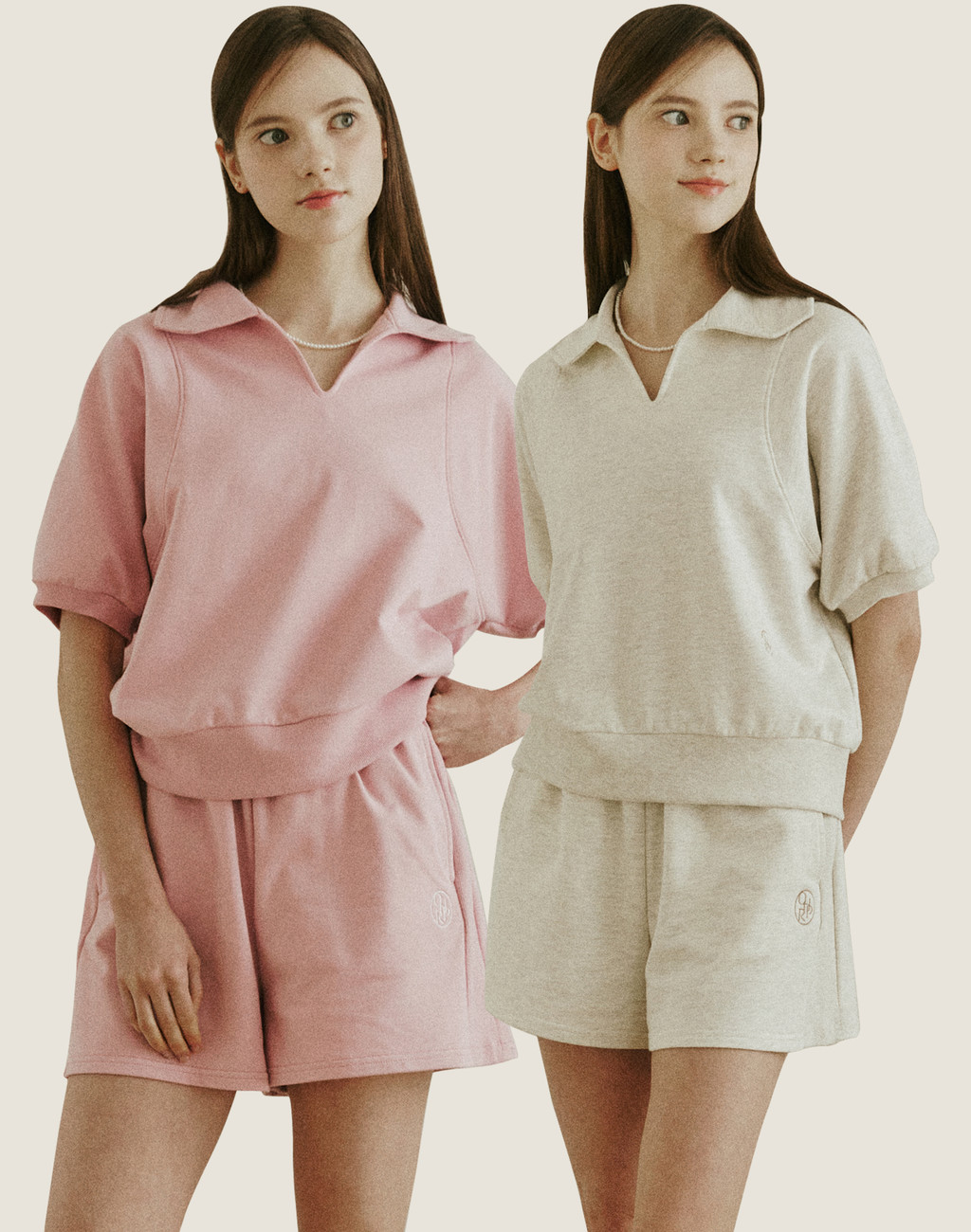 [SET] Lea Logo Half Set Up - 2color : [아워호프] 당신의 행복한 나날을 함께 합니다.