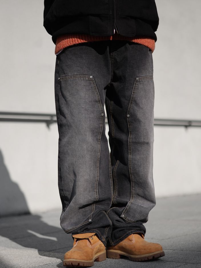 Slave semi wide denim pants : ACHRO-