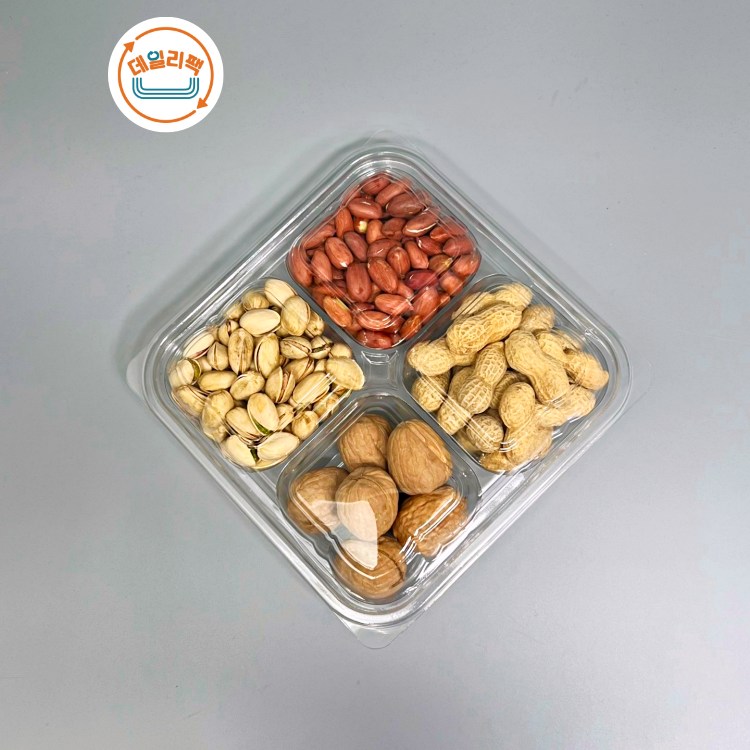 반찬용기 KS-0924 4칸 부럼 정월대보름 샐러드 비빔밥나물 배달 포장 360세트 과메기포장용기 : 일회용포장용기 데일리팩 D12PACK