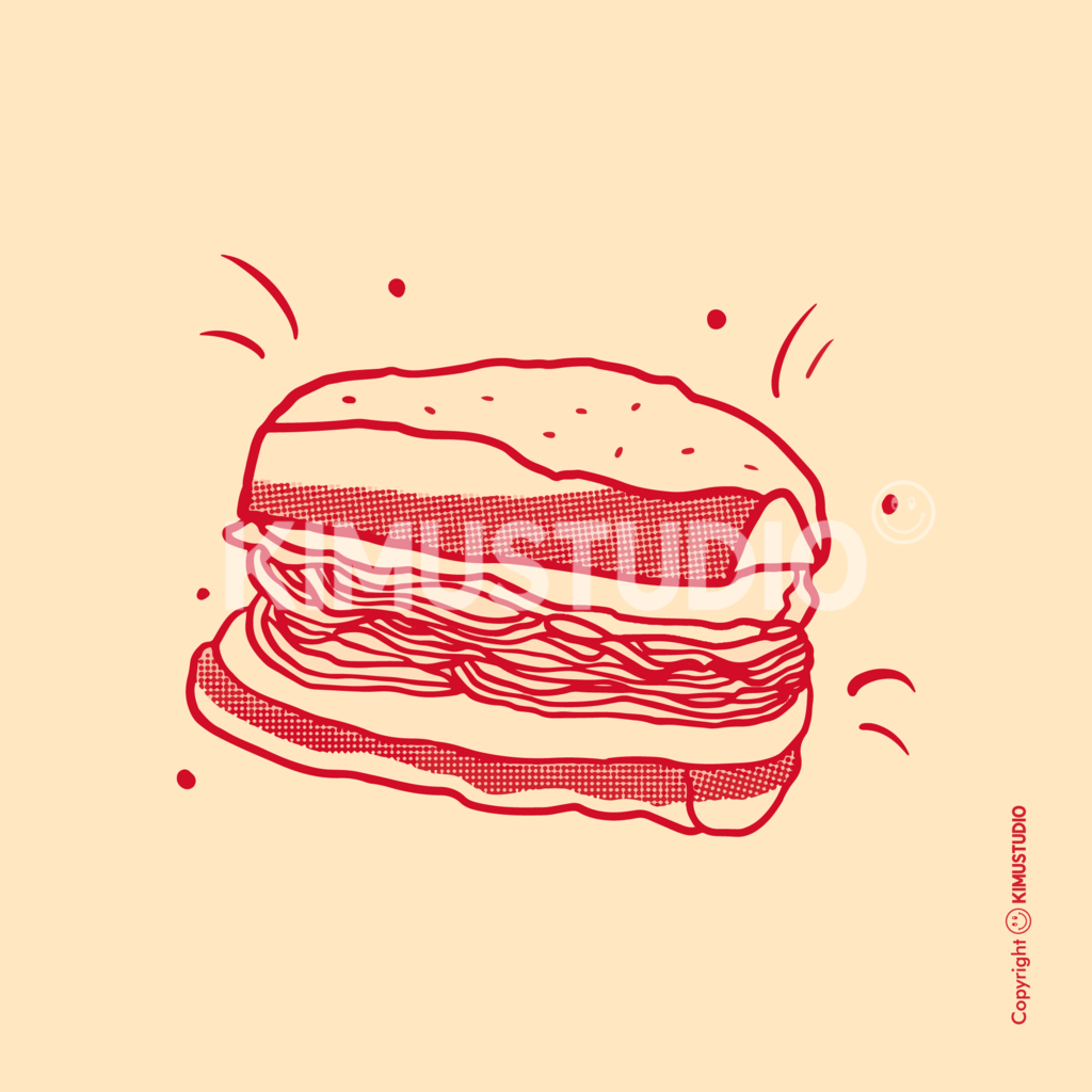 비엘티 샌드위치 빵 음식 일러스트 벡터 이미지 png hand drawing BLT Sandwich Bread Food ...