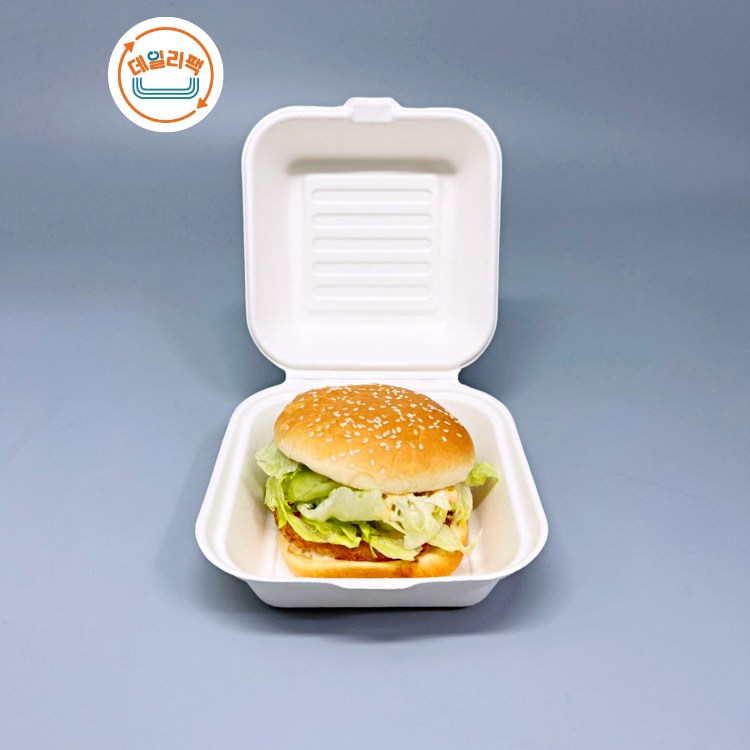펄프 도시락용기 B 003 화이트 사각 햄버거 100개 샌드위치 케이크 샐러드 종이 포장용기 일회용포장용기 데일리팩 D12pack