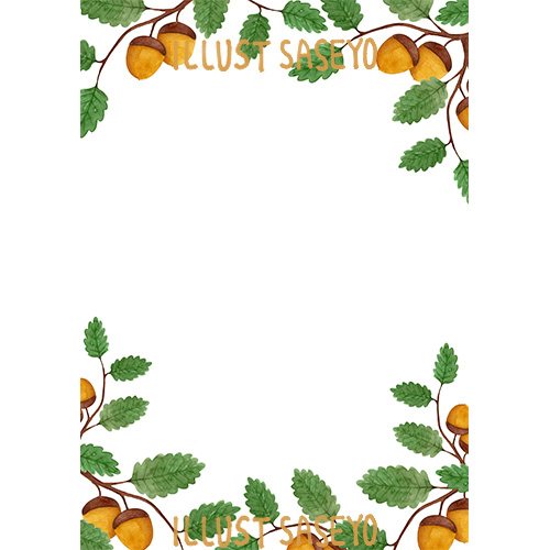 도토리 나뭇가지 나뭇잎 테두리 일러스트 JPG #269 : ILLUST SASEYO