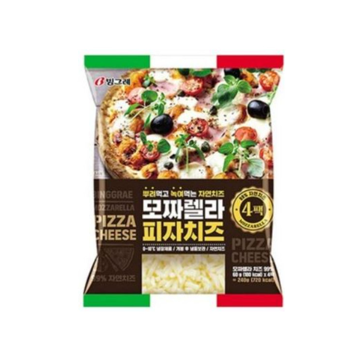 빙그레) 모짜렐라 피자치즈 60g * 4입 (240g) : 에프원마켓-한우,소고기는 역시 F1 Market