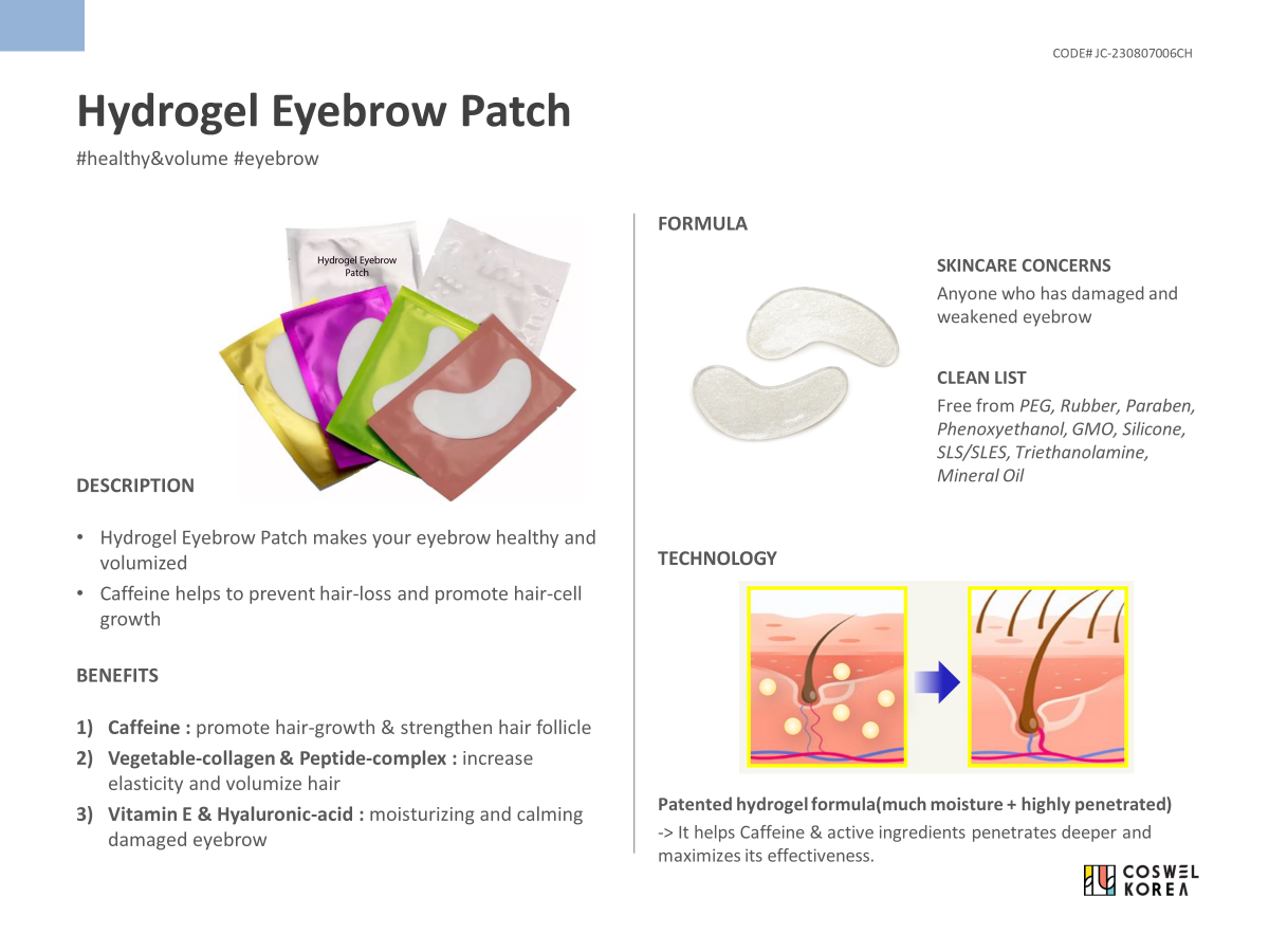 Hydrogel Eyebrow Patch : Coswel Korea - Notice