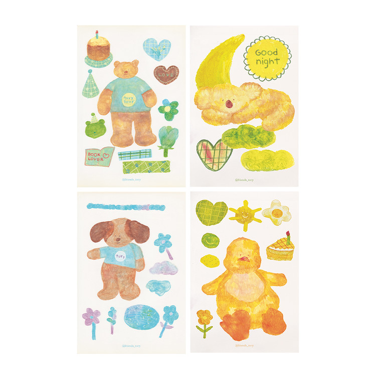 [프렌즈토리] 동물 캐릭터 엽서 2 - 4종 : paperuler