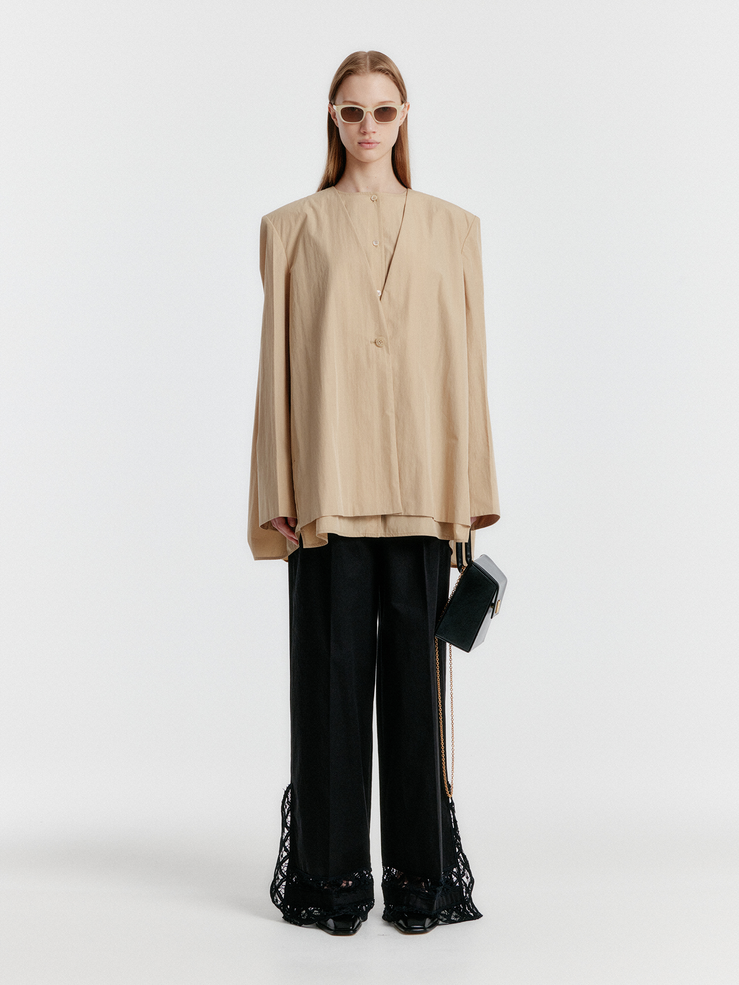 YILLY Transformable Shirred Back Jacket - Beige : EENK