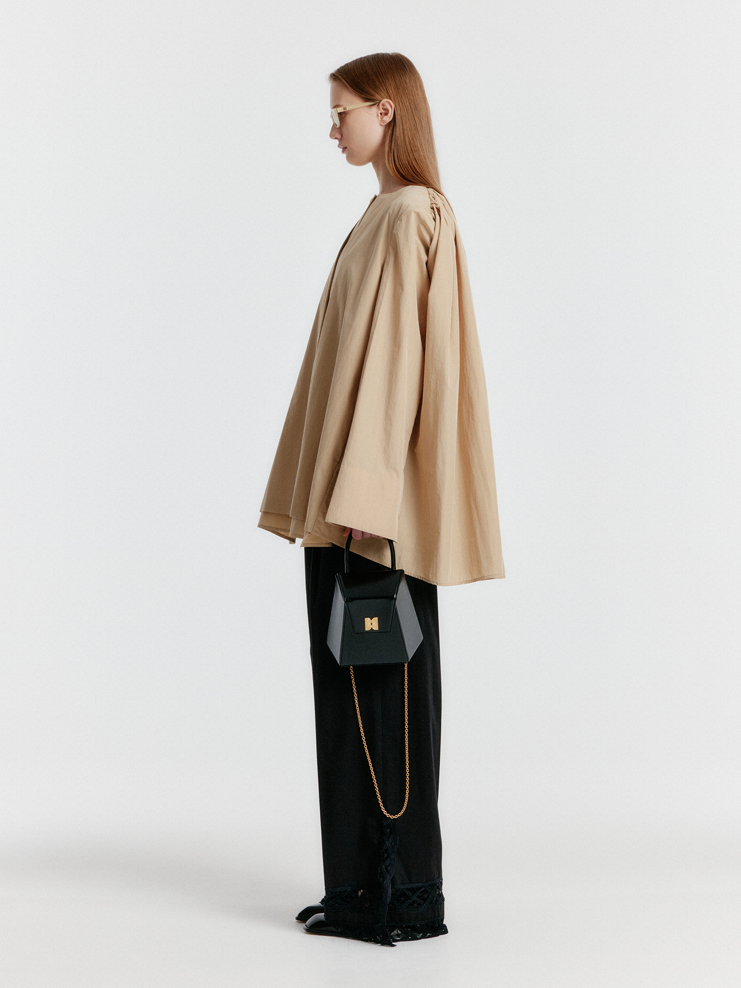 YILLY Transformable Shirred Back Jacket - Beige : EENK