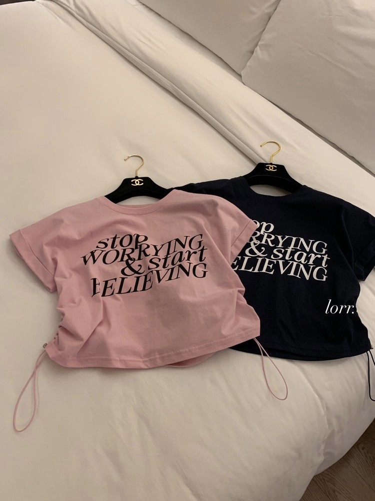 Loll-up string crop tee : Lorr