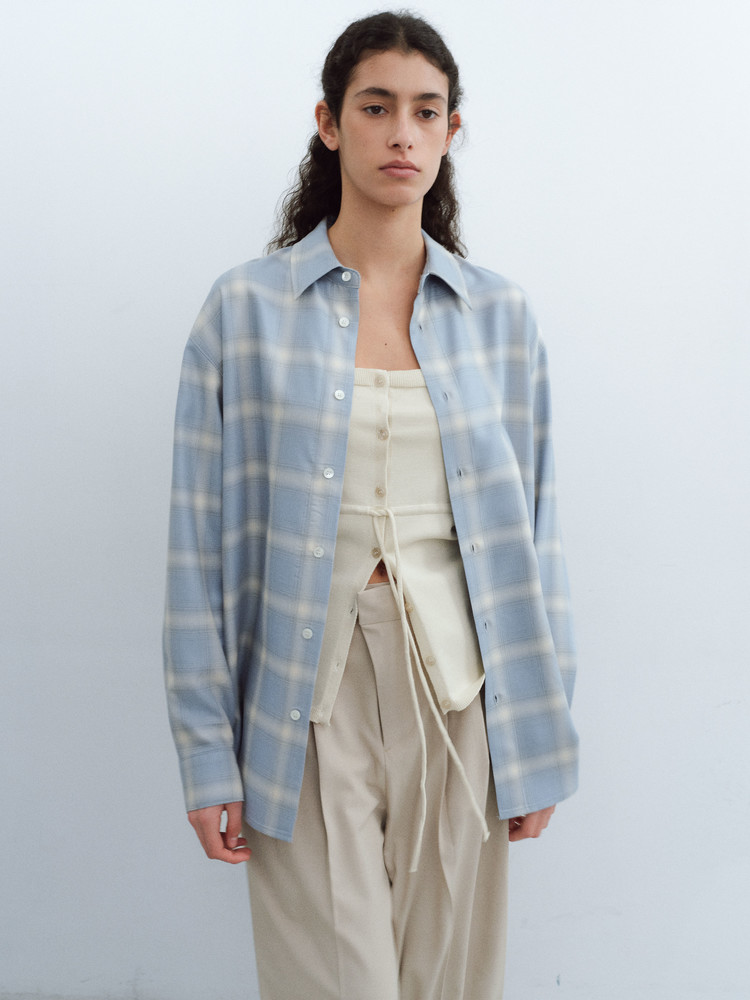 [6차 재입고] soft check shirts - japan fabric (sky/ivory) : AUBOUR - 아우브아워