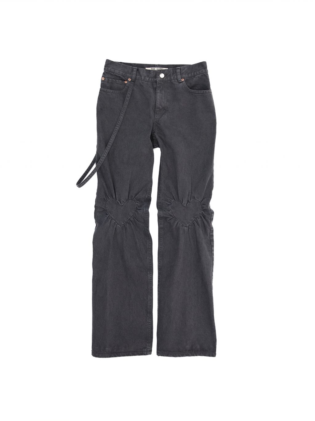 HEART GATHERED STRAIGHT DENIM PANTS - INK BLACK DENIM : THE GANG